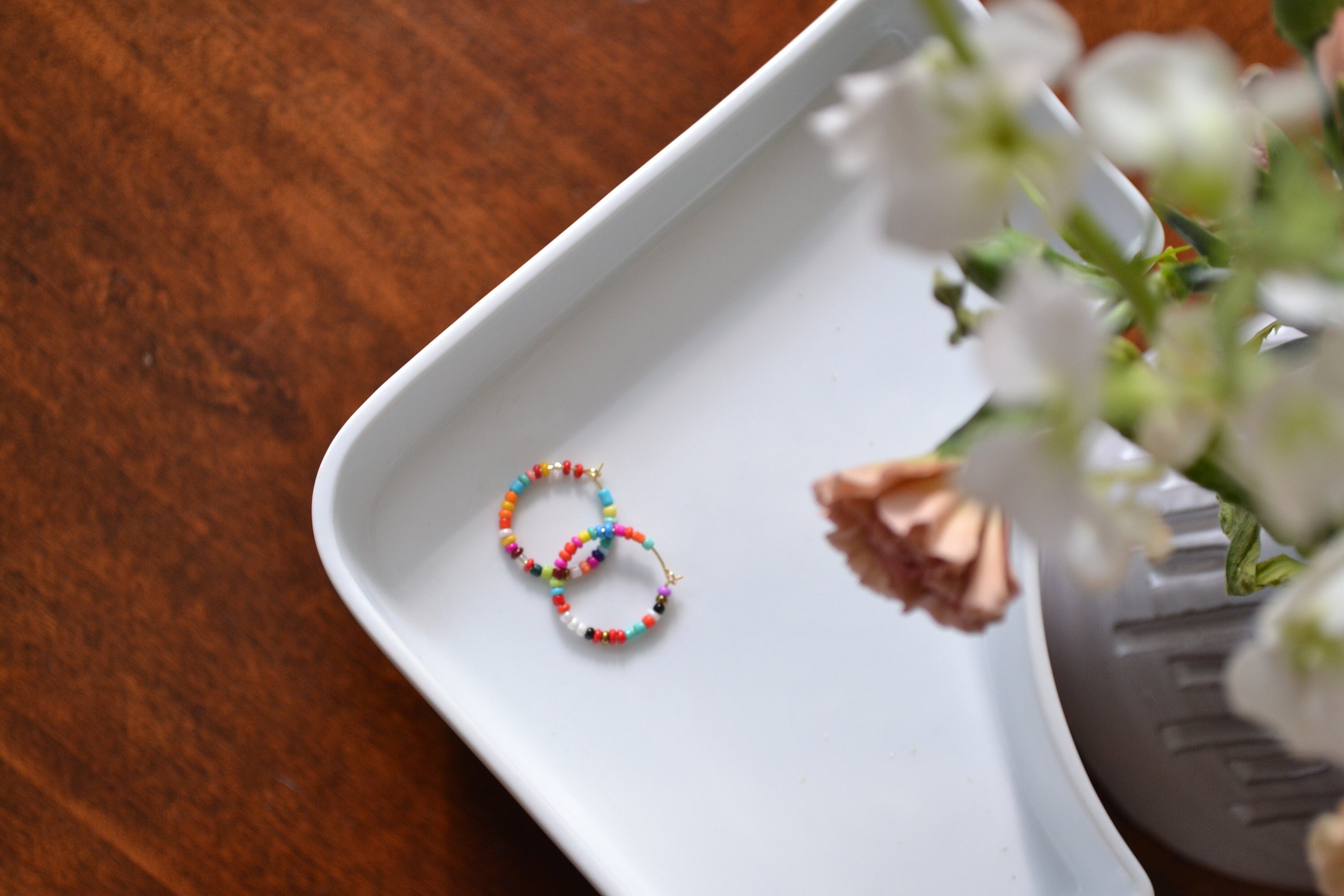 Beautiful Multi Colored Hoops Colorful Small Beaded Earrings | Etsy