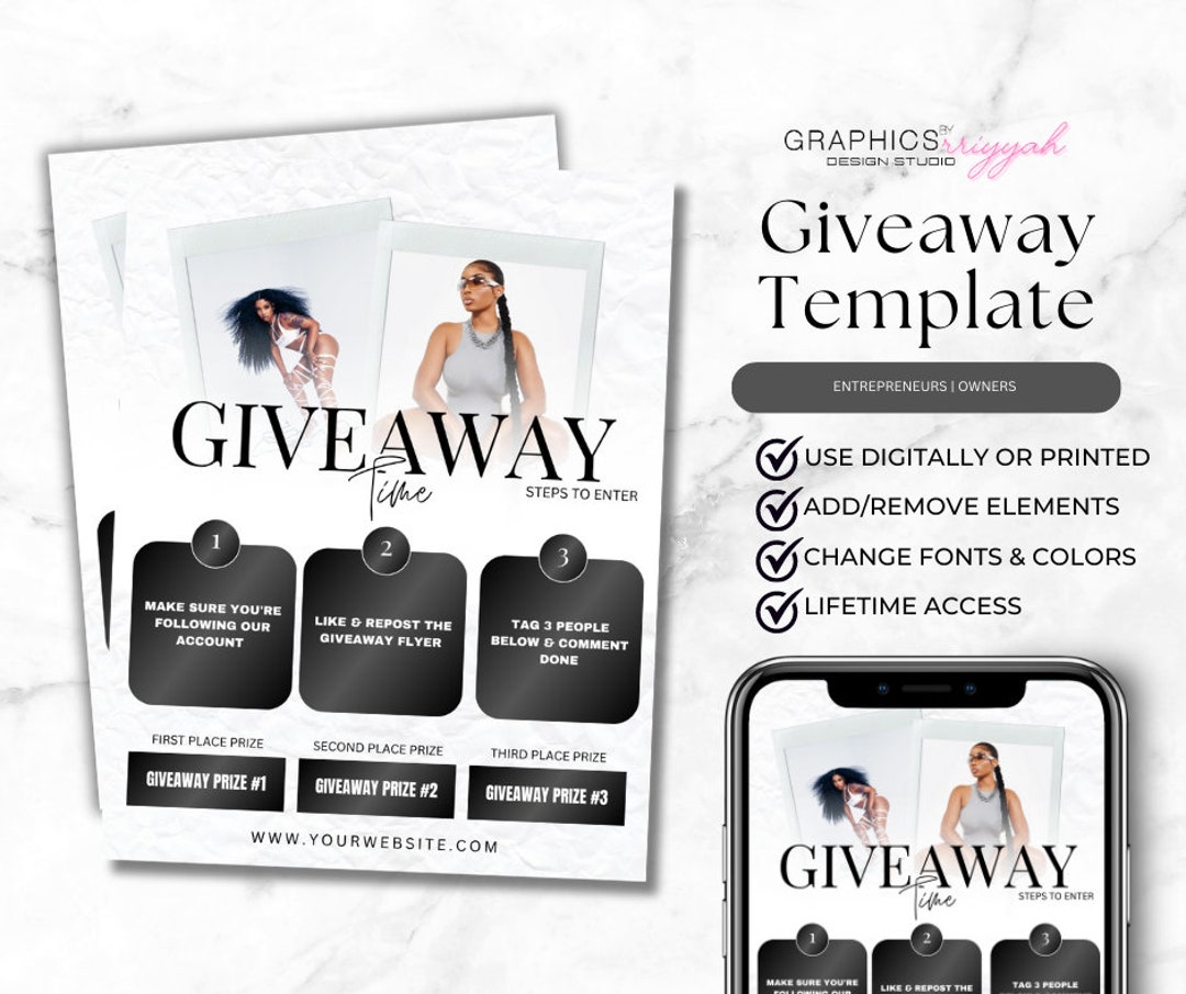 Giveaway Flyer, DIY Flyer Template Design, Contest Flyer, Raffle Ticket ...