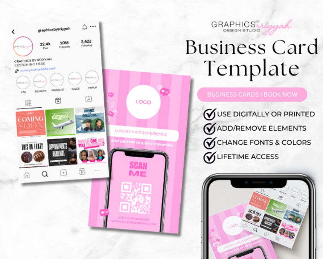 Instagram Business Cards, DIY Canva Business Card Template Design, IG ...