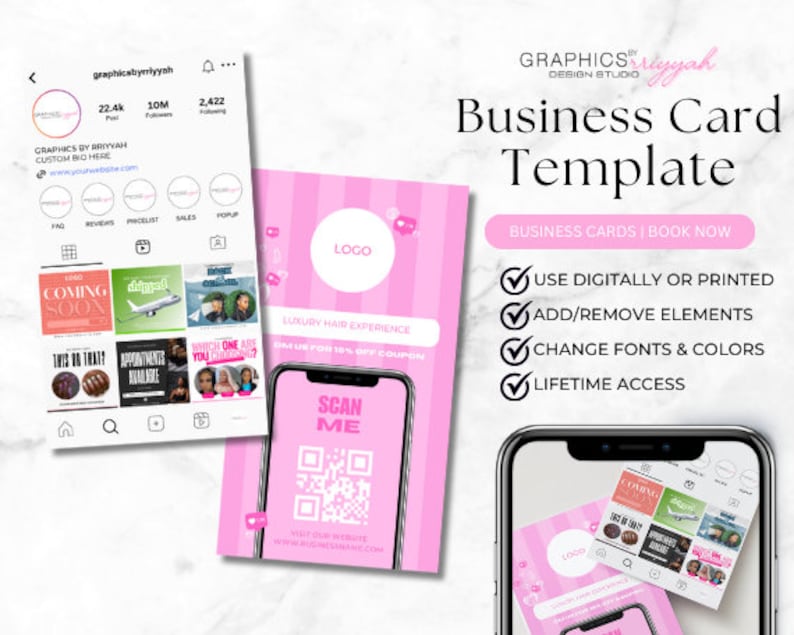 Instagram Business Cards, DIY Canva Business Card Template Design, IG ...