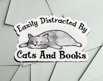 Black Cat Book Sticker - Etsy