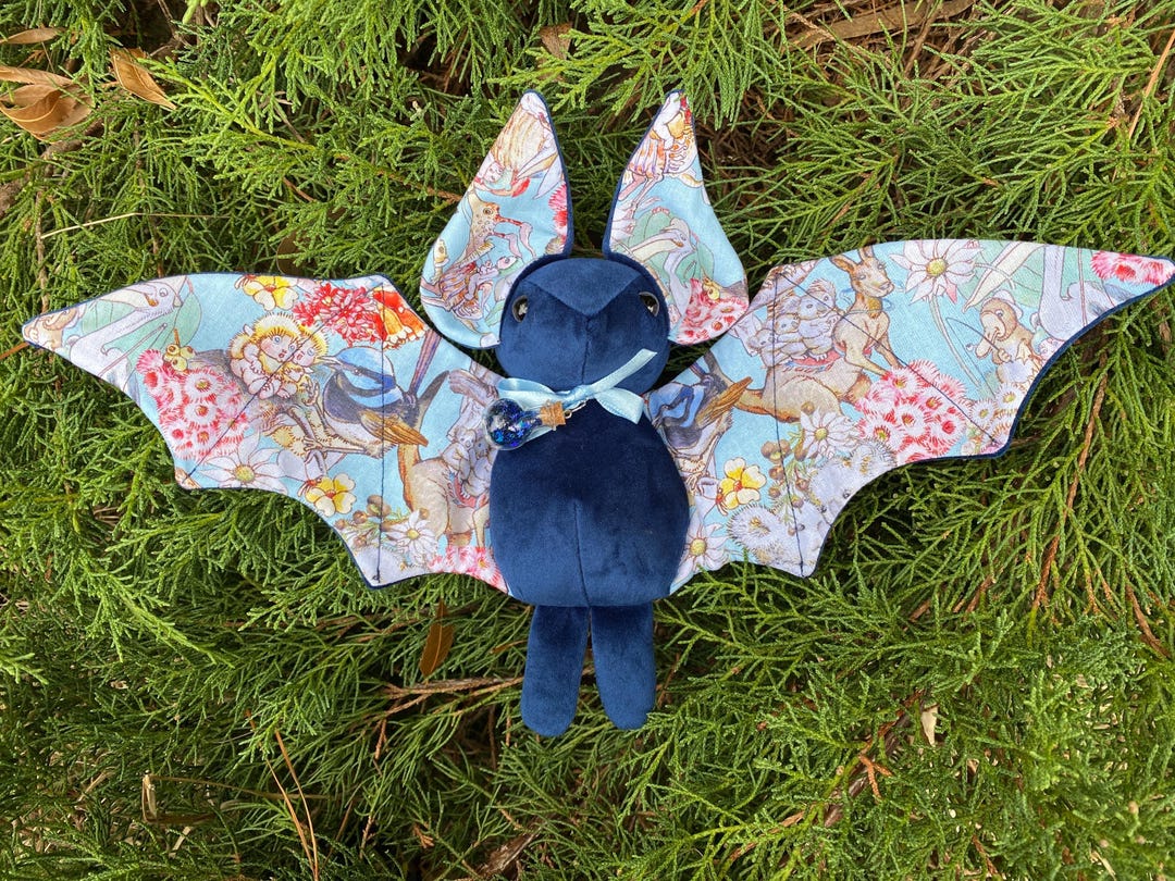 Gumnut Baby Bat Blue- Adopt-a-bat Plush Bat - Handmade Plush Bat ...