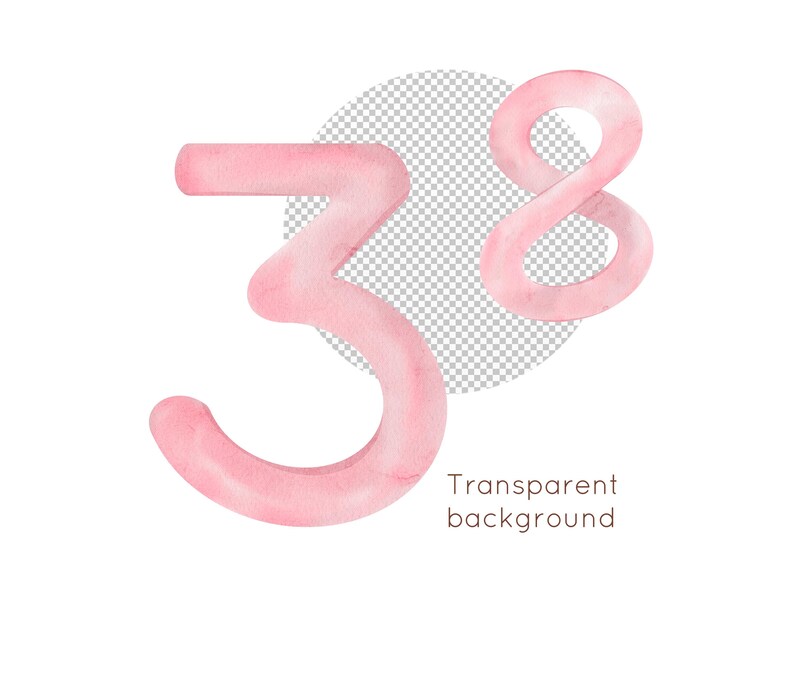 Watercolor Pink Numbers 0-9 Clipart – Hand-painted Numeric ...