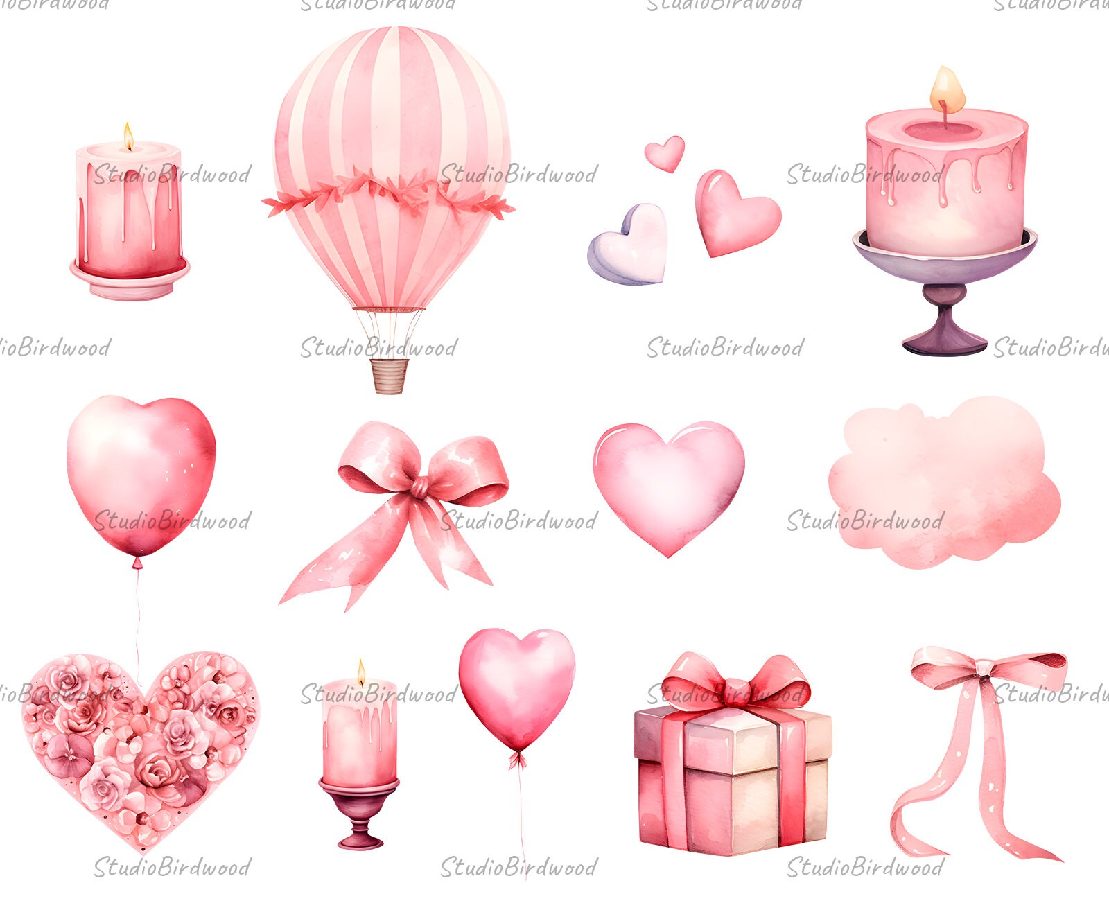 Valentine's Day Watercolor Clipart, Download Png Clip Art, Instant ...