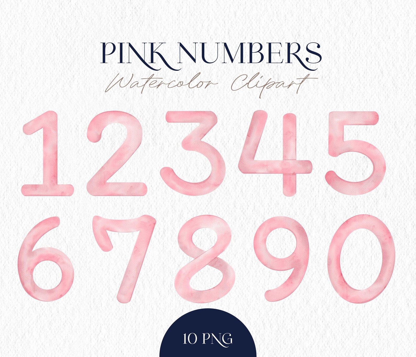 Watercolor Pink Numbers 0-9 Clipart – Hand-painted Numeric ...
