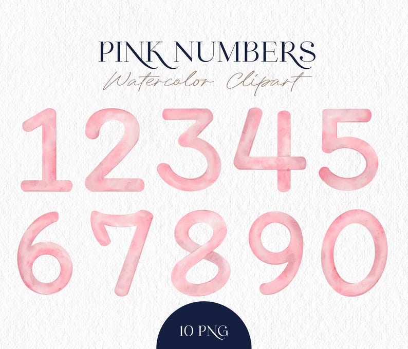 Watercolor Pink Numbers 0-9 Clipart – Hand-painted Numeric ...