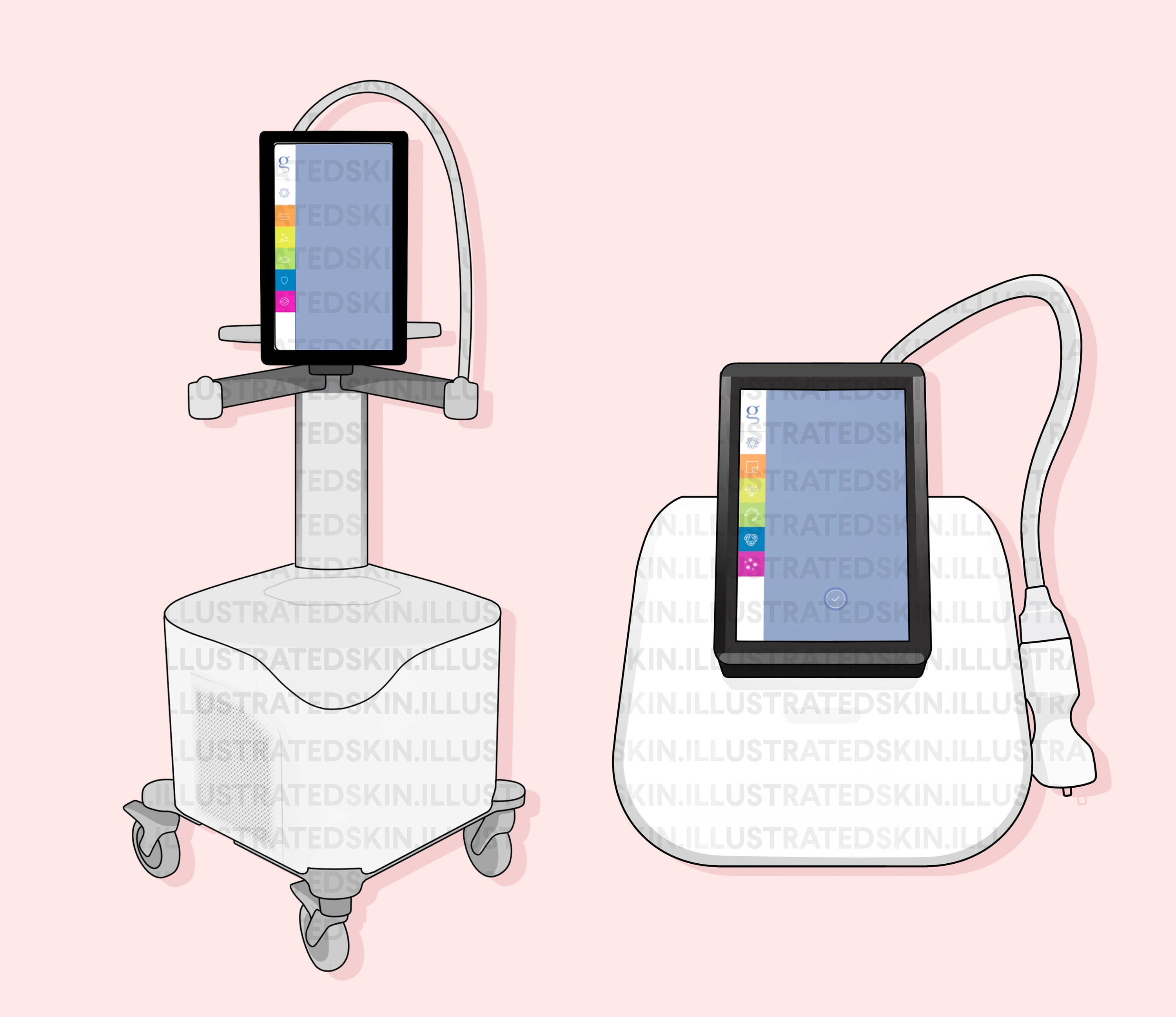 Ice Facial Machine Illustration Pack Esthetician Graphics by Skin ...