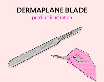 Dermaplaning Illustration, Dermaplane Blade, Esthetician Clip Art, Skin ...