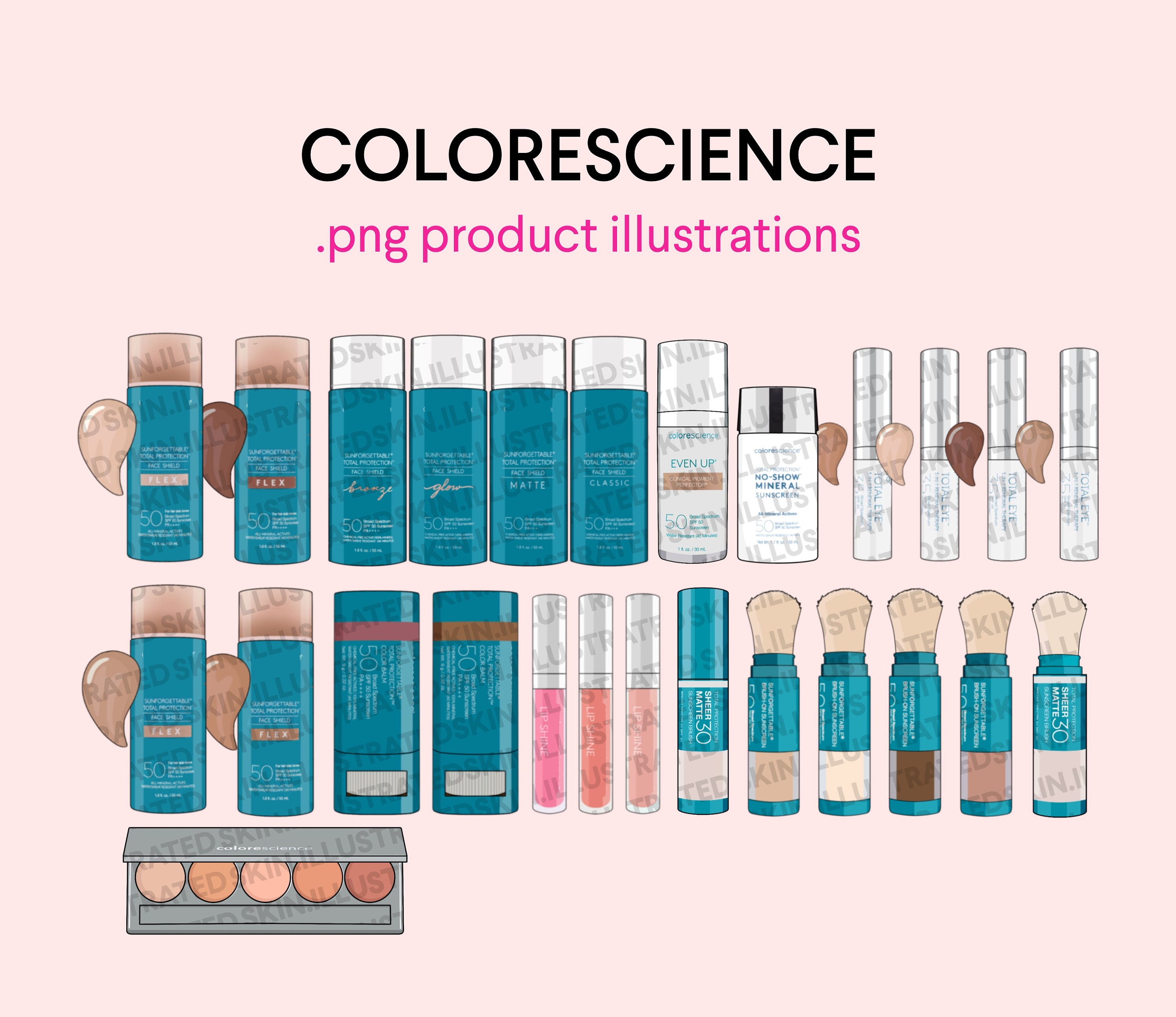 Colorescience Product Clip Art Swatches Illustration Pack - Etsy