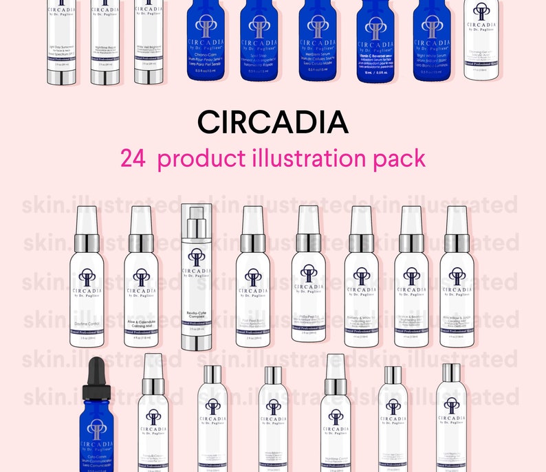 Circadia Product Illustration Pack | Skincare Products, Esthetician, by Skin.illustrated - Etsy