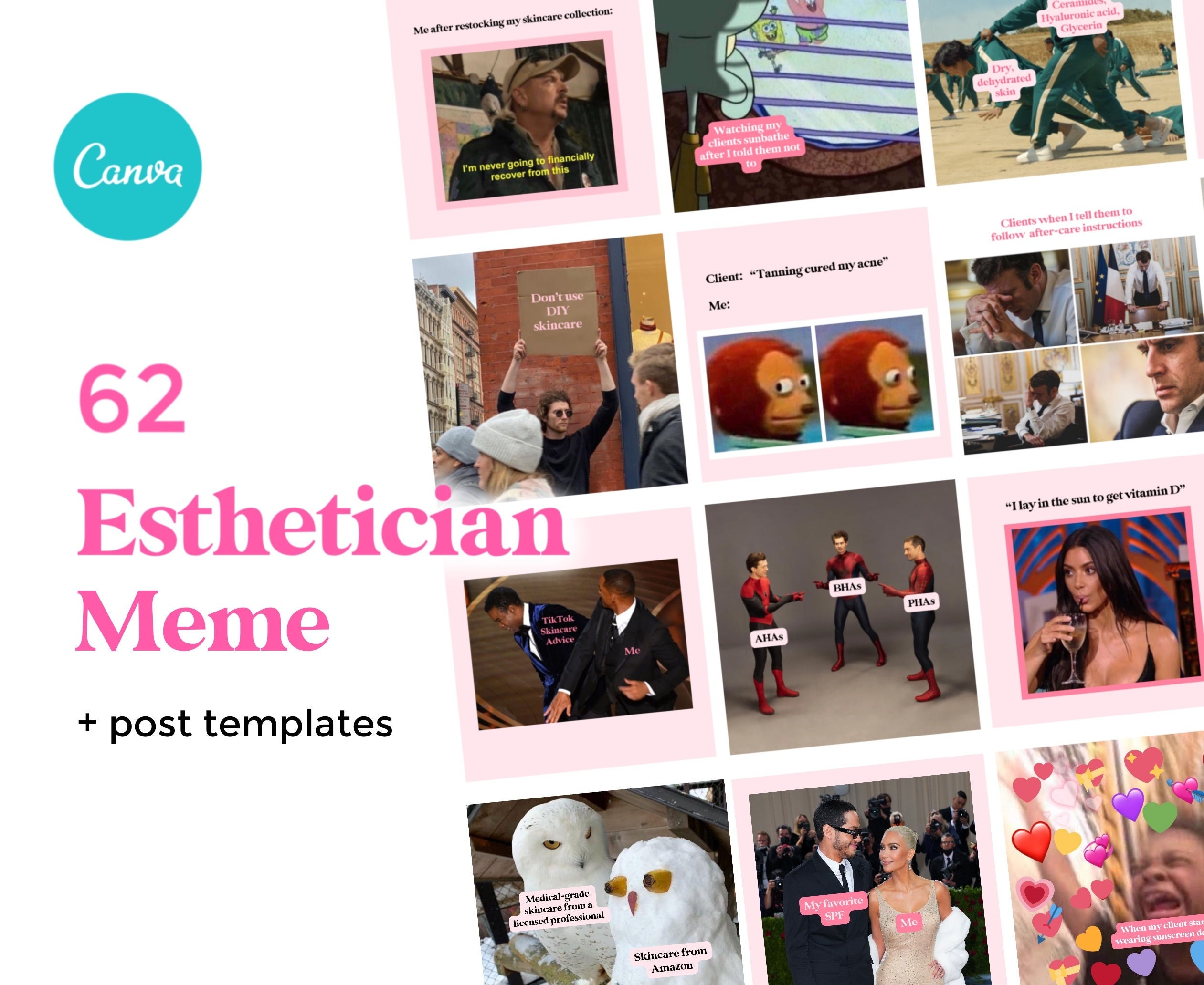 Esthetician Meme Templates for Instagram Social Media - Etsy UK