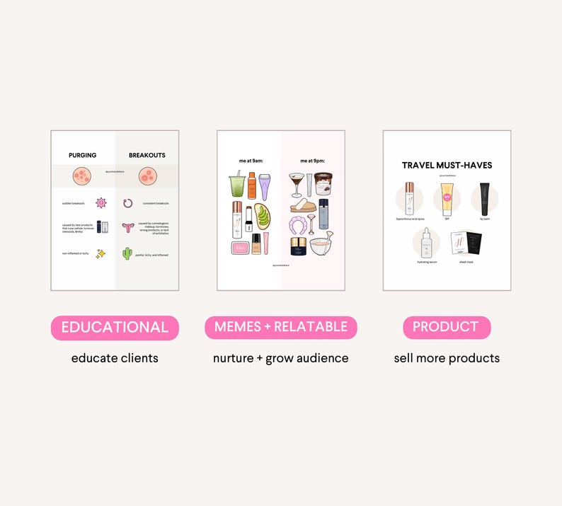 ESTHETICIAN 65 Editable Canva Post Templates | Illustrated Social Media ...