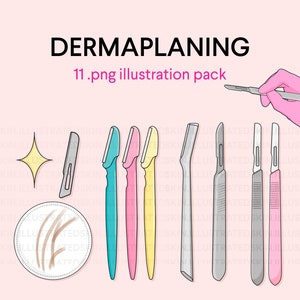 Dermaplaning At-home Illustration Pack Estheticians by Skin.illustrated ...