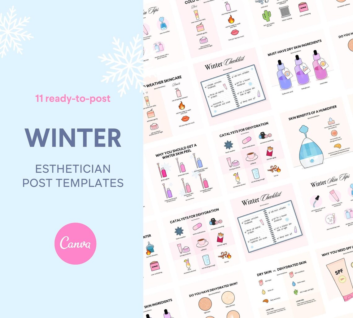 ESTHETICIAN Winter Dehydration Cold Weather Dry Skin Post Template Pack ...