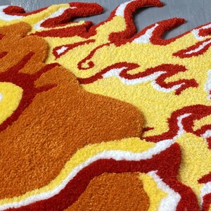 Tufted 3D Fire Character Rug, Unique Custom Carpet, Non-slip Area Rug ...