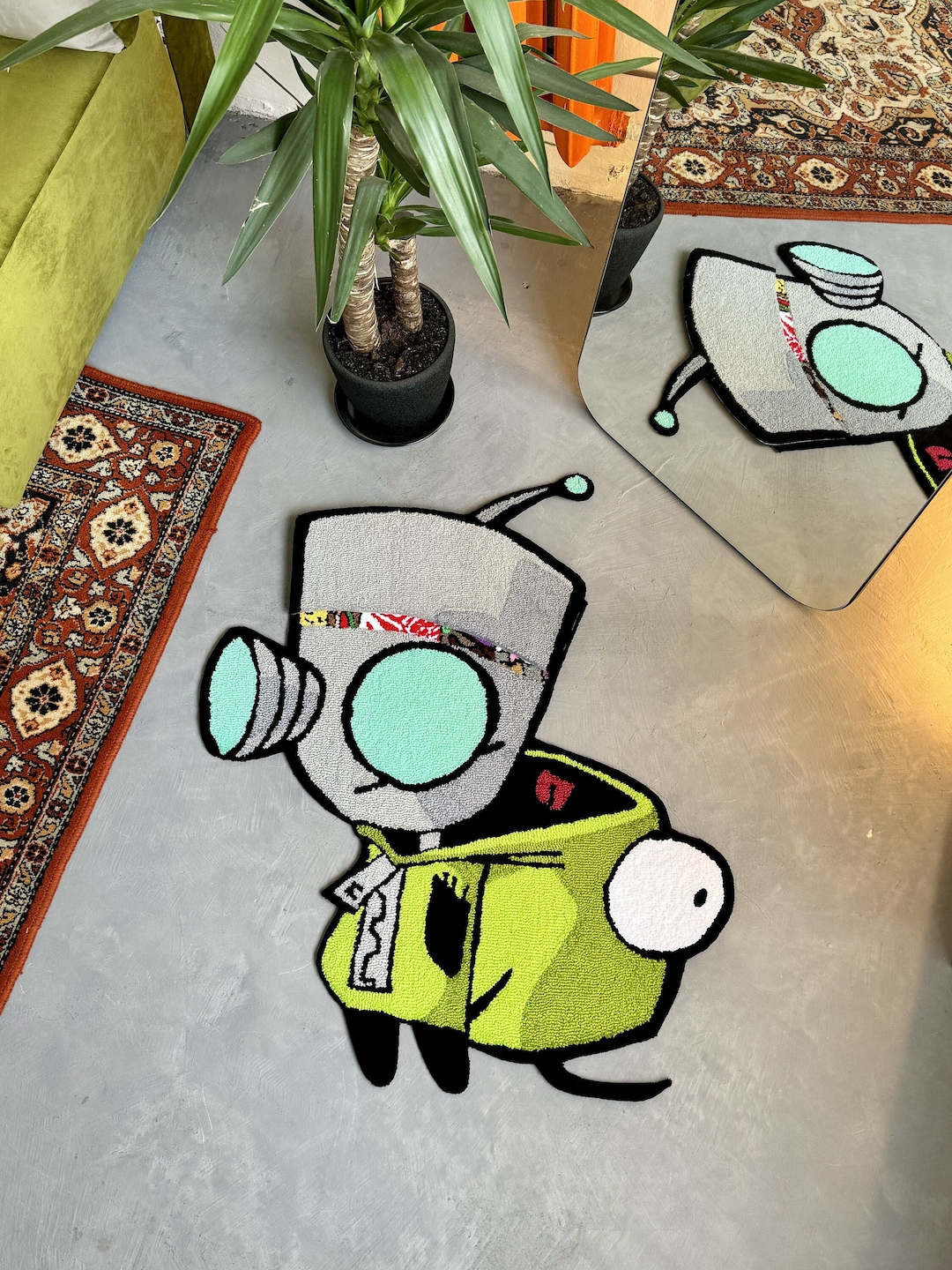 Tufted Cartoon Rug, Invader Character Rug, Alien Home Decor, Tufted ...