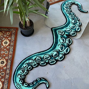 Octopus Tufted Sea Personalized Area Rug, Living Room Floor Mat ...