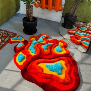 Thermal Heart Tufted Rug, Custom 3D Fluffy Rug, Floor Art, Wall Art Rug ...