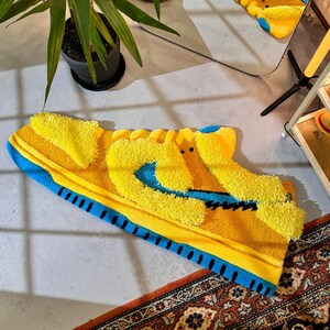 Tufted 3D Fluffy Yellow Sneaker Rug, Custom 3D Rug, Plush Sneaker Rug ...