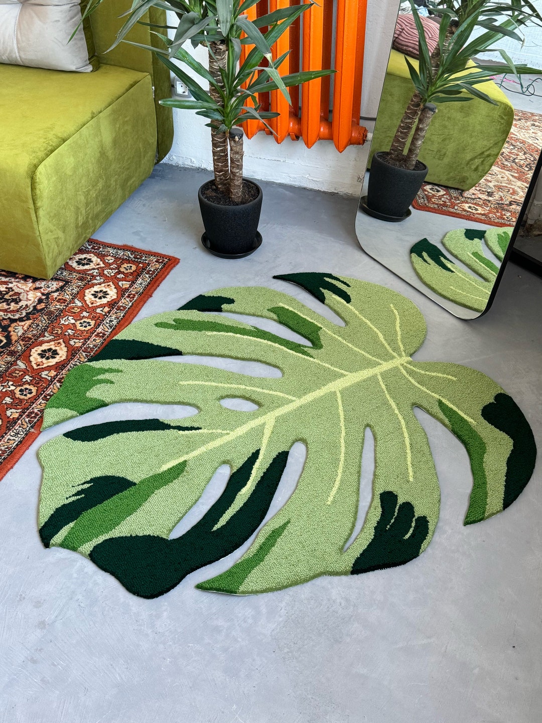 Monstera Leaf Rug, Modern Rug, Plant Rug, Bedroom Rug, Cute Non-slip ...