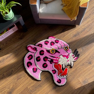 Pink Panther Tufted Rug, Pink Panther Area Rug, Living Room Floor Mat ...