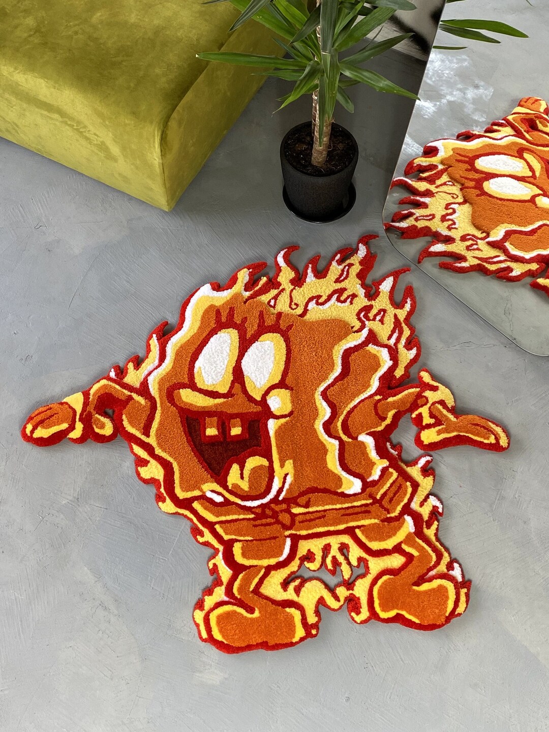 Tufted 3D Fire Character Rug, Unique Custom Carpet, Non-slip Area Rug ...