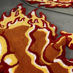 Tufted 3D Fire Character Rug, Unique Custom Carpet, Non-slip Area Rug ...