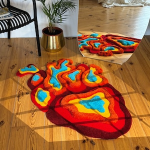 Thermal Heart Tufted Rug, Custom 3D Fluffy Rug, Floor Art, Wall Art Rug ...