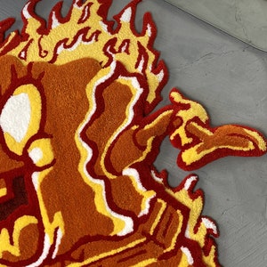 Tufted 3D Fire Character Rug, Unique Custom Carpet, Non-slip Area Rug ...