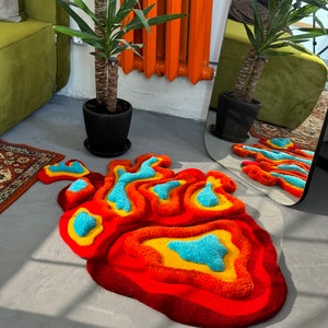 Thermal Heart Tufted Rug, Custom 3D Fluffy Rug, Floor Art, Wall Art Rug ...