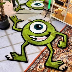 Monster Cartoon Character, Green Rug, 3D Cartoon Fluffy Rug, Cute 3D ...