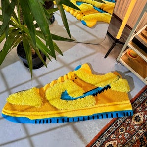 Tufted 3D Fluffy Yellow Sneaker Rug, Custom 3D Rug, Plush Sneaker Rug ...