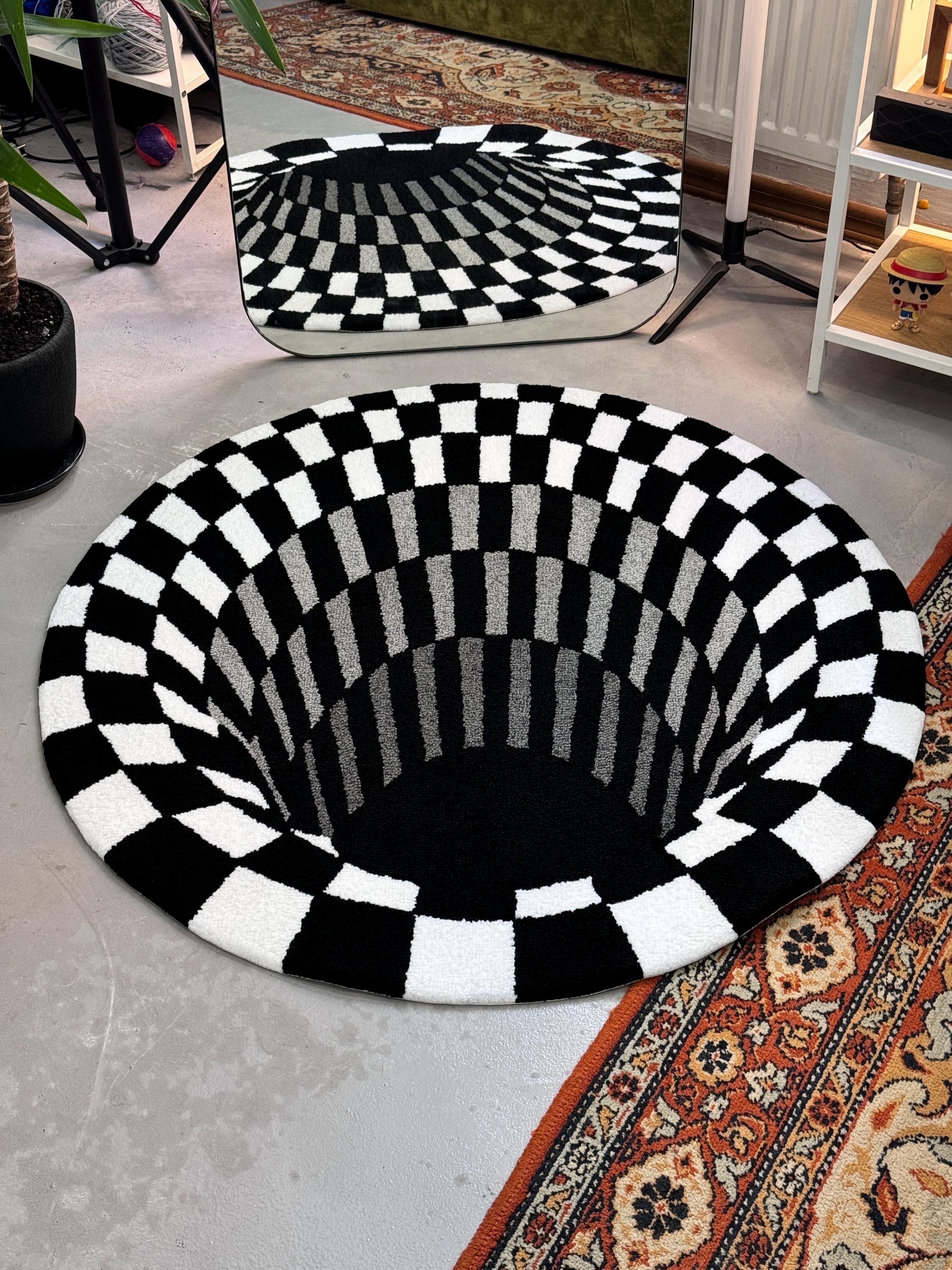 Optical Illusion Tufted Rug, Mysterious Rug, Living Room Floor Mat ...