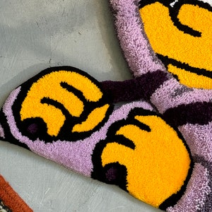 Tufted Cartoon 3D Rug, Cute Rug, Handmade Floor Art, Purple Tufted Rug ...