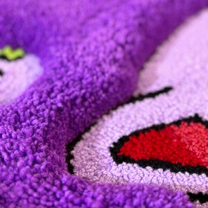 Tufted Purple Eggplant 3D Rug, Cute Cartoon Dog Rug, 3D Moss Rug ...