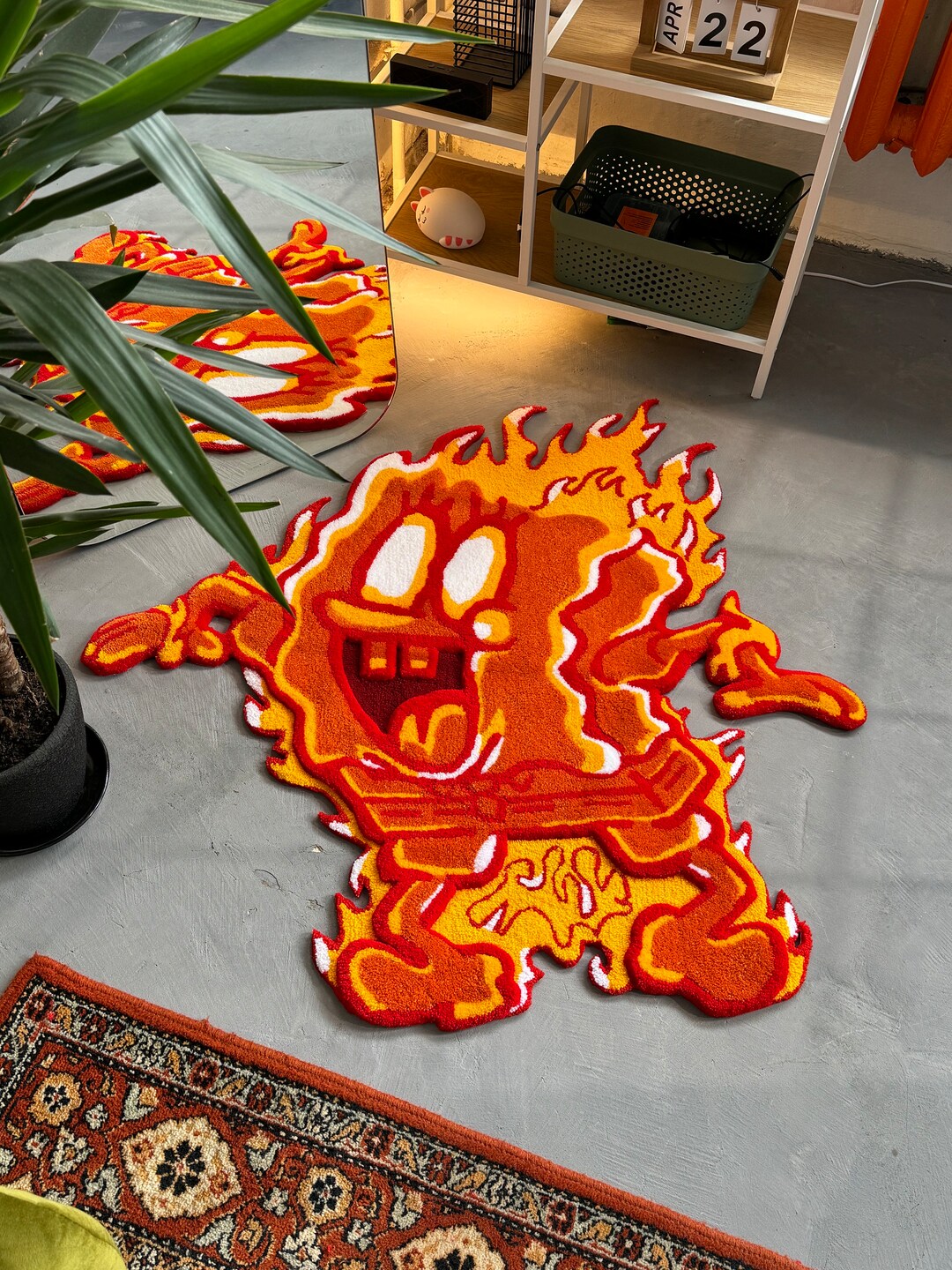 Tufted 3D Fire Character Rug, Unique Custom Carpet, Non-slip Area Rug ...