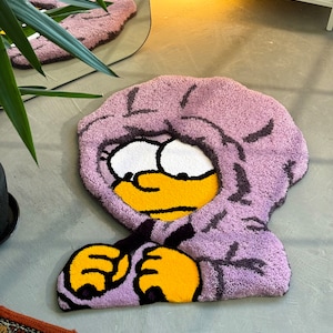 Tufted Cartoon 3D Rug, Cute Rug, Handmade Floor Art, Purple Tufted Rug ...