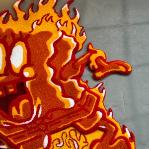 Tufted 3D Fire Character Rug, Unique Custom Carpet, Non-slip Area Rug ...