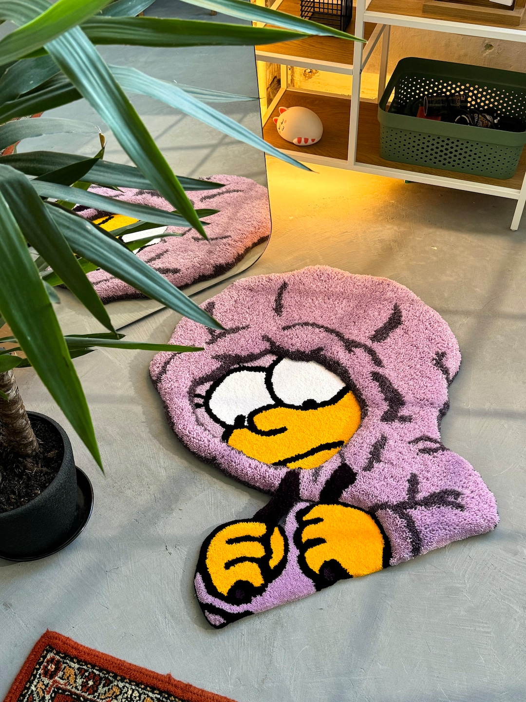 Tufted Cartoon 3D Rug, Cute Rug, Handmade Floor Art, Purple Tufted Rug ...