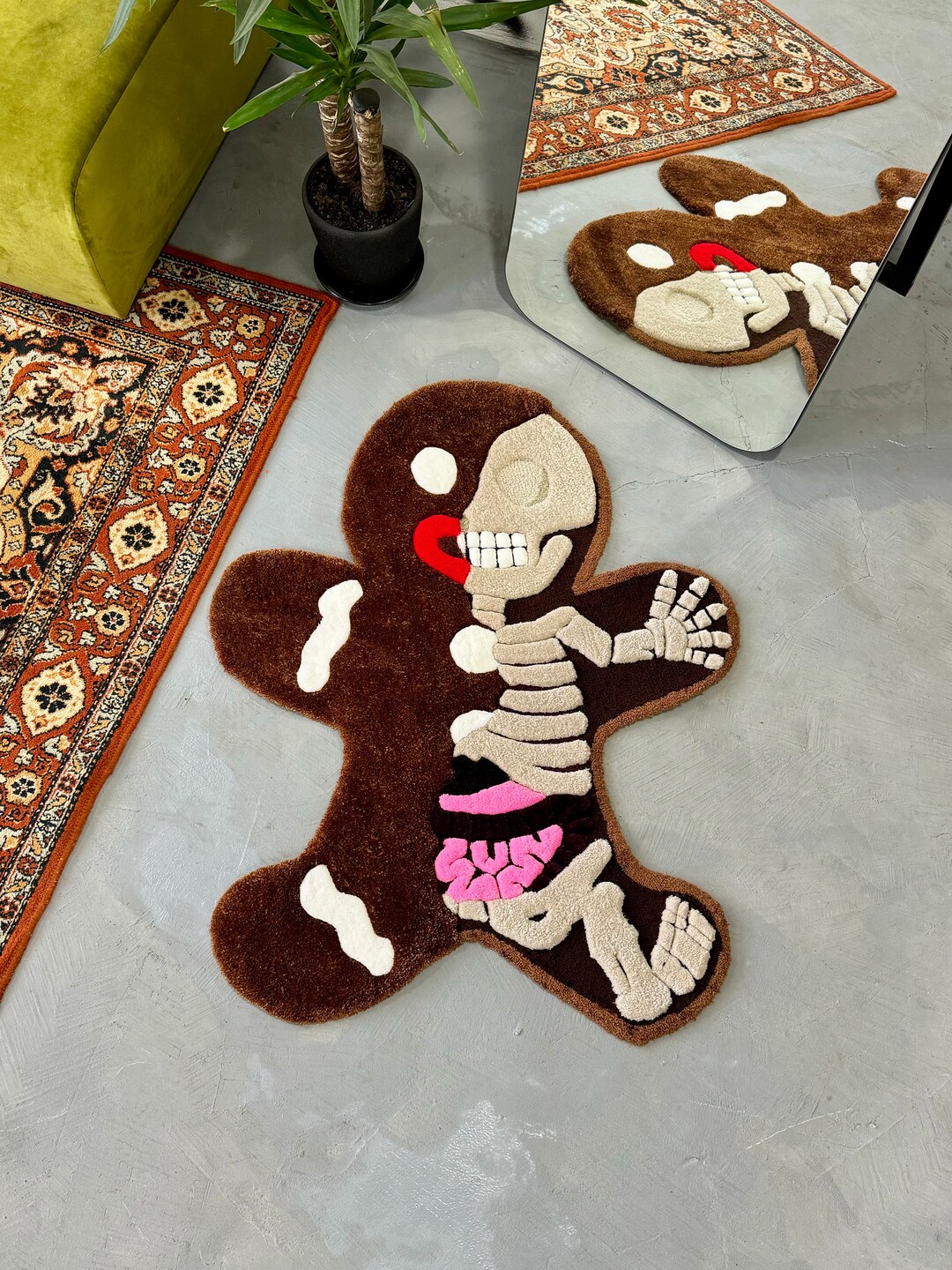 Gingerbread Skeleton 3D Rug, Cartoon Custom Non-slip Rug, READY TO SHIP ...