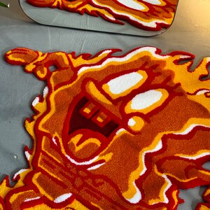 Tufted 3D Fire Character Rug, Unique Custom Carpet, Non-slip Area Rug ...