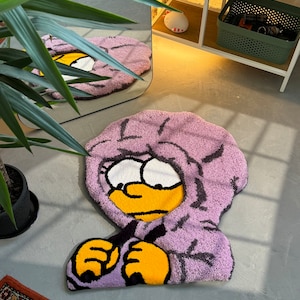 Tufted Cartoon 3D Rug, Cute Rug, Handmade Floor Art, Purple Tufted Rug ...