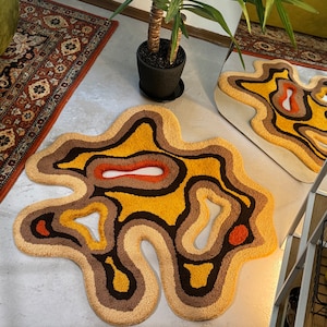 Abstract Shape Rug, Ready to Ship! Modern Rug, Pastel Rug, Bedroom Rug ...