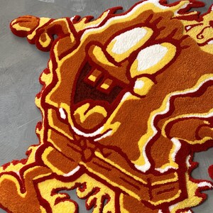 Tufted 3D Fire Character Rug, Unique Custom Carpet, Non-slip Area Rug ...