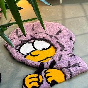 Tufted Cartoon 3D Rug, Cute Rug, Handmade Floor Art, Purple Tufted Rug ...