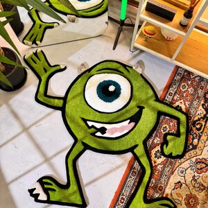 Monster Cartoon Character, Green Rug, 3D Cartoon Fluffy Rug, Cute 3D ...