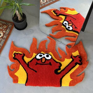 Tufted Fire 3D Rug, Custom Tufted Fire Rug, Funny Meme Carpet - Etsy