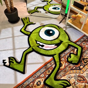 Monster Cartoon Character, Green Rug, 3D Cartoon Fluffy Rug, Cute 3D ...