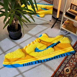 Tufted 3D Fluffy Yellow Sneaker Rug, Custom 3D Rug, Plush Sneaker Rug ...