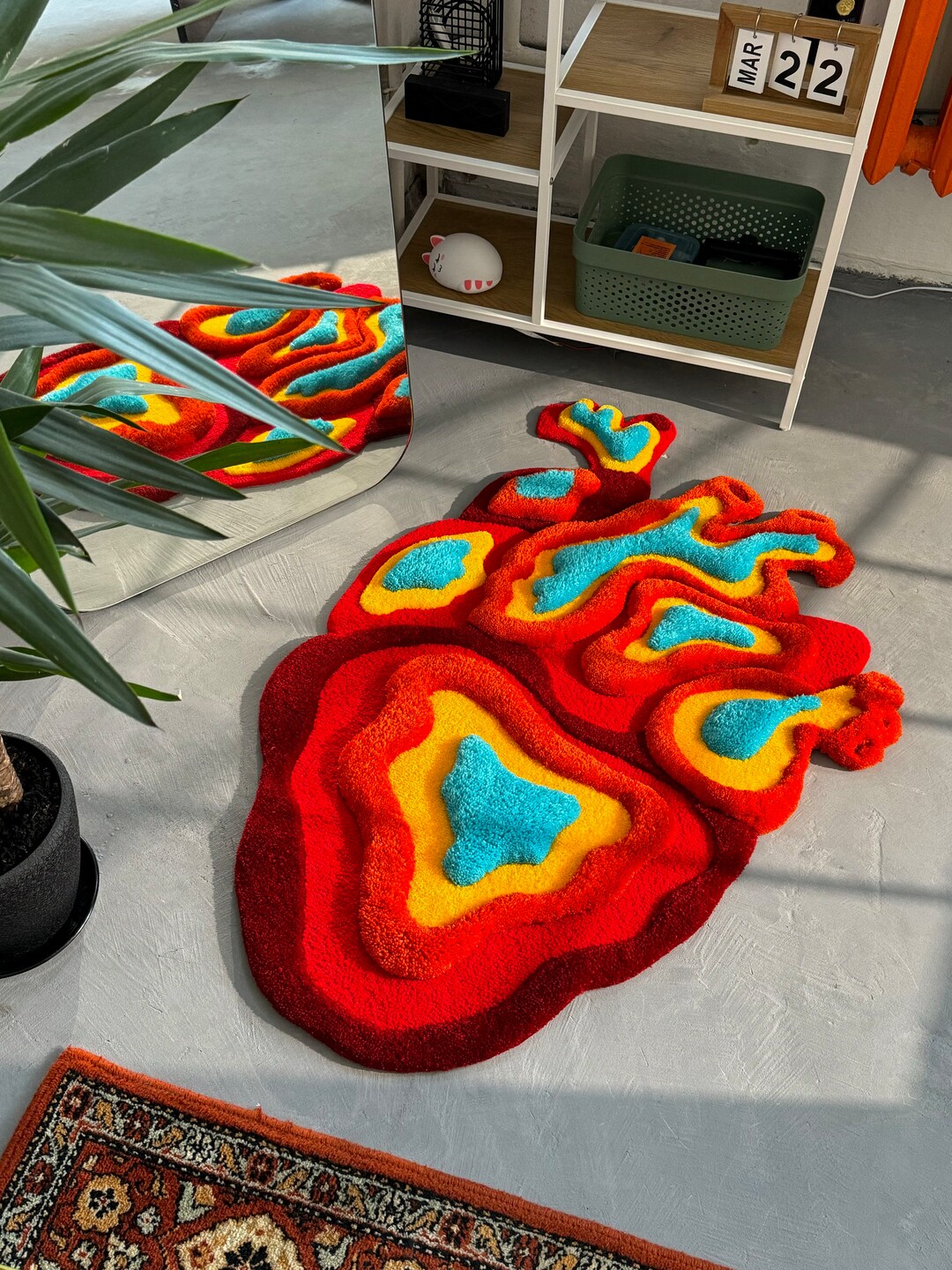 Thermal Heart Tufted Rug, Custom 3D Fluffy Rug, Floor Art, Wall Art Rug ...